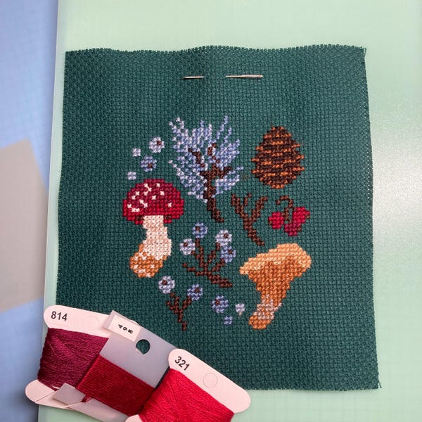 Cottagecore Mushroom Garden Sampler Modern Cross Stitch Pattern Instant ...