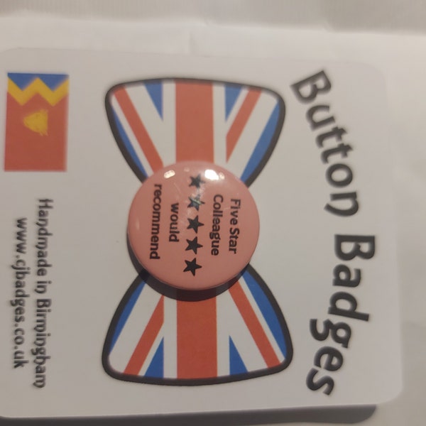 Five Star Colleague Button Badge Recommended - Etsy UK