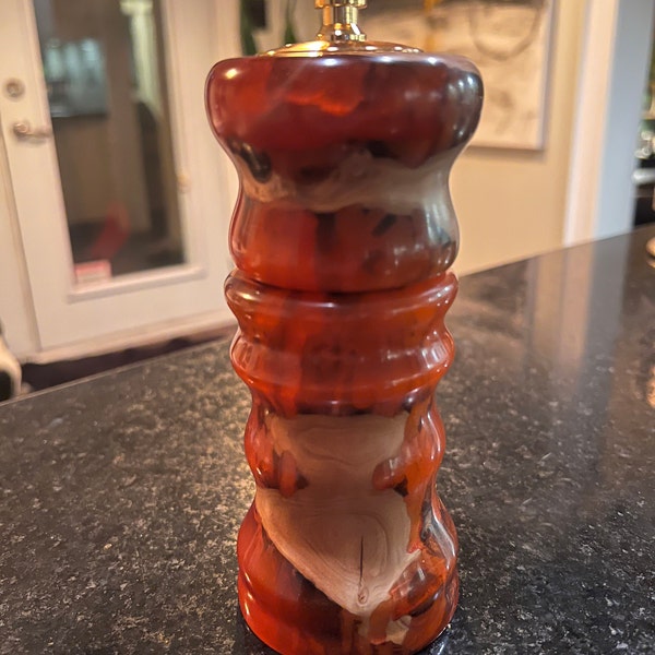 Handmade Wood & Epoxy Resin Pepper Mill and Salt Shaker Combo - 2 in 1 ...