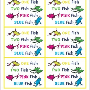 Dr. Seuss Treat Bag Card Dr. Seuss Printable One Fish Two - Etsy