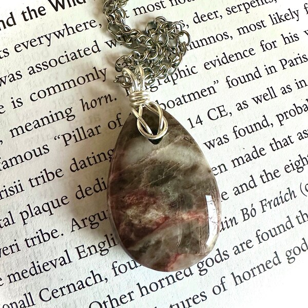 Hickoryite Rectangular Pendant Excellent Pink, Red and Brown Patterning ...