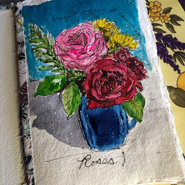 Handmade Hard Cover Journal, Lay Flat Coptic Stitch Sketchbook With a ...
