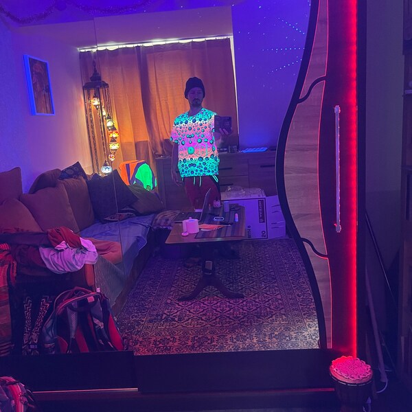 Pixie Hood Cape 'atomic Alien'. UV Active Cloak With Hood. Psychedelic ...