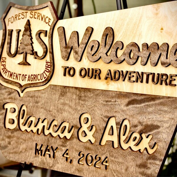 National Park Sign, Forest Service Welcome Sign, Welcome to Our Wedding ...