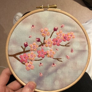 Blossom Embroidery Kit, Cherry Blossom Embroidery Kit, DIY Floral Hoop ...