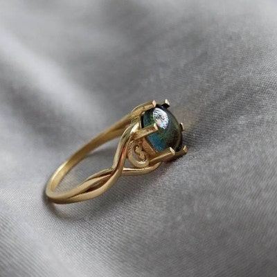 14K Gold Mood Ring, Dainty Ring for Women, Feeling Stone Ring, Colorful ...
