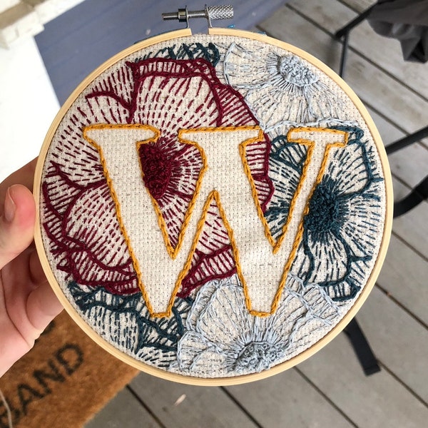 Floral Letter "w" Hand Embroidery Pattern / Digital PDF Download ...