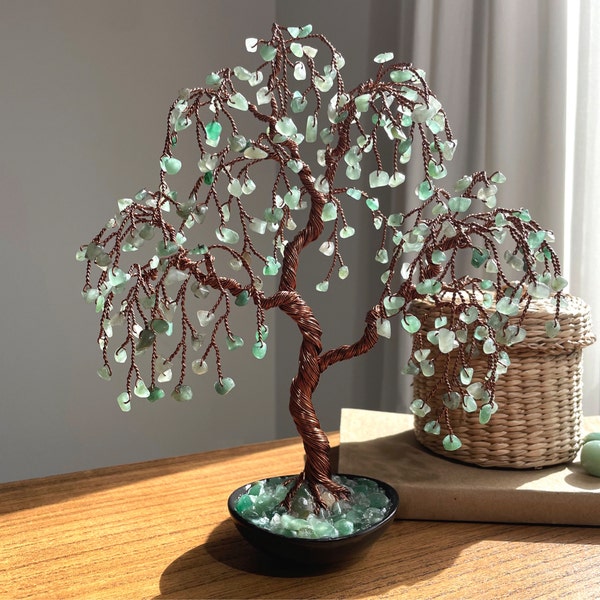 Aventurine Willow Gemstone Bonsai Tree: Handmade Wire Sculpture, Tree ...