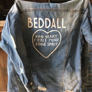 CUSTOM TEXT Long Oversized Denim Jacket Mid-wash Vintage Inspired and ...