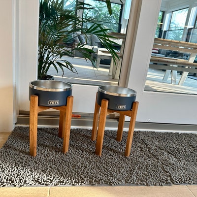 Custom Modern Elevated Dog Bowl Stand Mid-century Feeding Stand Options ...