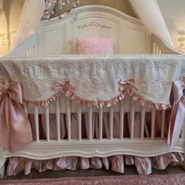 BLUSH BASSINET BOW & Band Set: Baby Bedding, Nursery Bassinet, Hospital ...