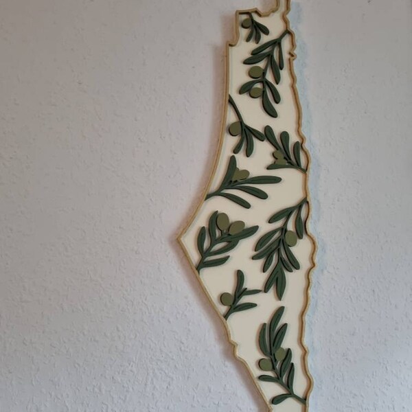 Wooden Palestine Map With Olives - Etsy
