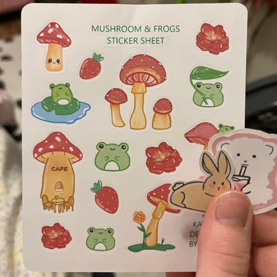 Cottage Core Mushroom & Frogs Sticker Sheet Water Bottle Stickers ...