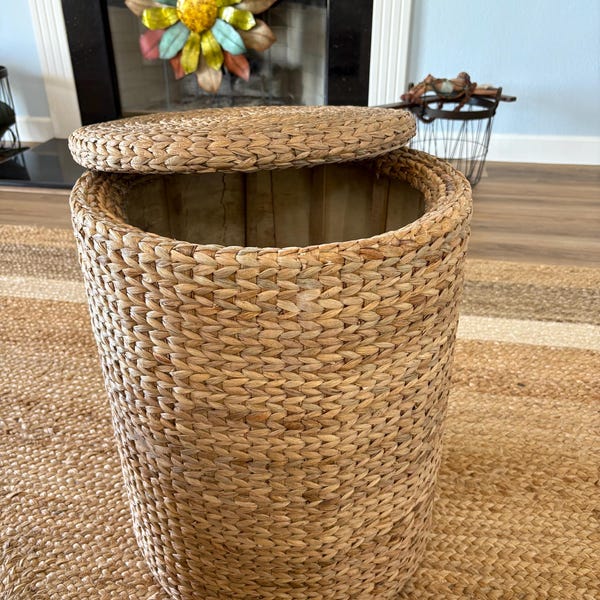 Water Hyacinth Ottoman/stool/side Table - Artisan Crafted (45 Cm X 40 ...