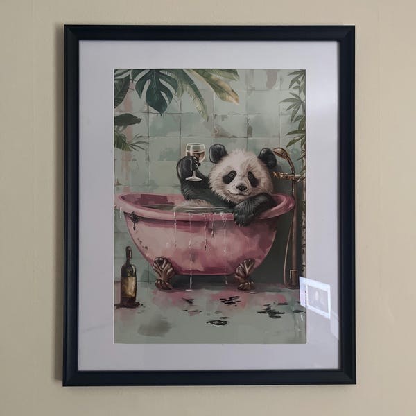 Panda Bathroom Print, Funny Animal Poster, Panda in Bath Tub Print ...