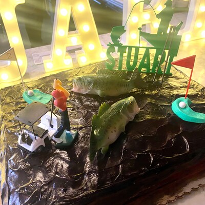 Bass Fisherman Cake Topper, Boating, Fishing, Bass Fishing, Male ...