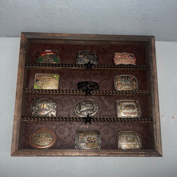 20 Buckle Rustic Western Buckle Display With Cowhide Backing. What ...