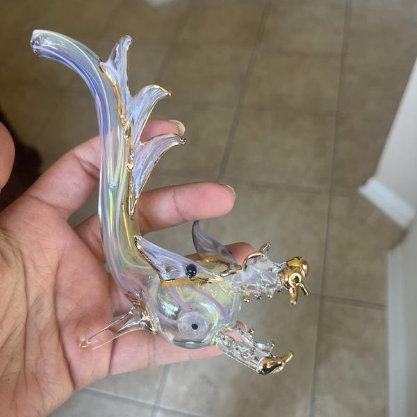 Hand Blown Glass Dragon Pipe. - Etsy