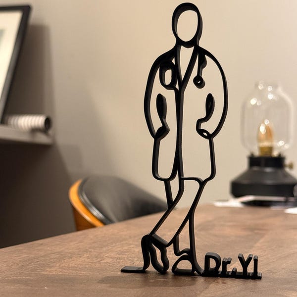 Personalized Doctor Figure - Minimalist Line Art Sculpture - Etsy