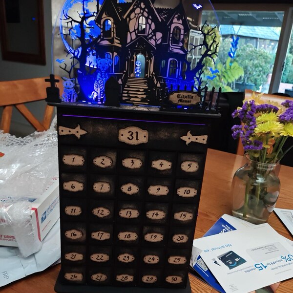 Personalized Halloween Countdown Advent Calendar Wooden Light up Zombie ...