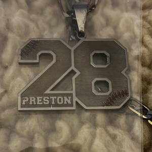 Custom Engraved Number Necklace With 3mm Rolo Chainpersonalized Sport ...