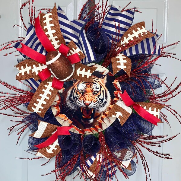 White Bengal Tiger Welcome Wreath Sign, 3-D Metal Bengal Tiger Sign ...