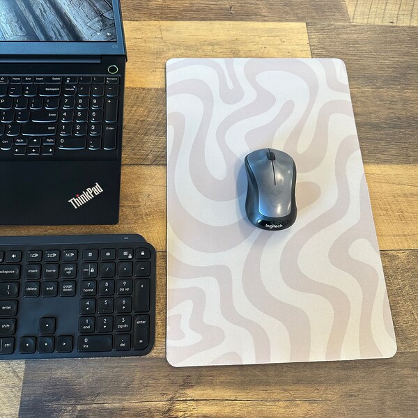 Cute Beige Desk Mat Brown Swirls Y2k Aesthetic Desk Accessories ...