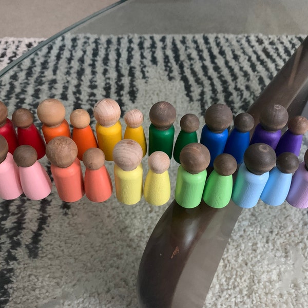 Multicultural Multiracial Rainbow Peg Person Dolls Set of 12 Montessori ...
