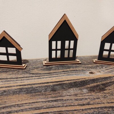 Personalized Shelf Decor Houses Standing Wood Houses Farmhouse Tiered ...