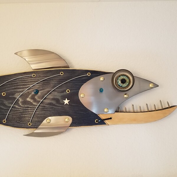 Fish Sculpture W 16 in X H 10 in Fish Decor Beach House Decor Wood Fish ...