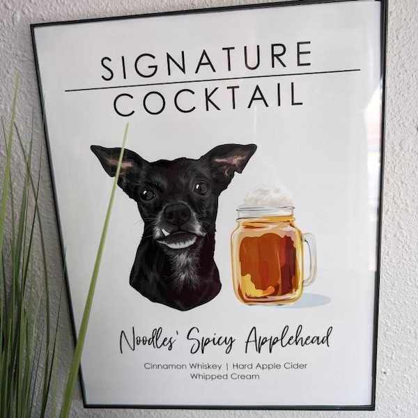 Custom Cat Portrait Bar Menu Sign. Custom Illustrated Drink List. Fun ...