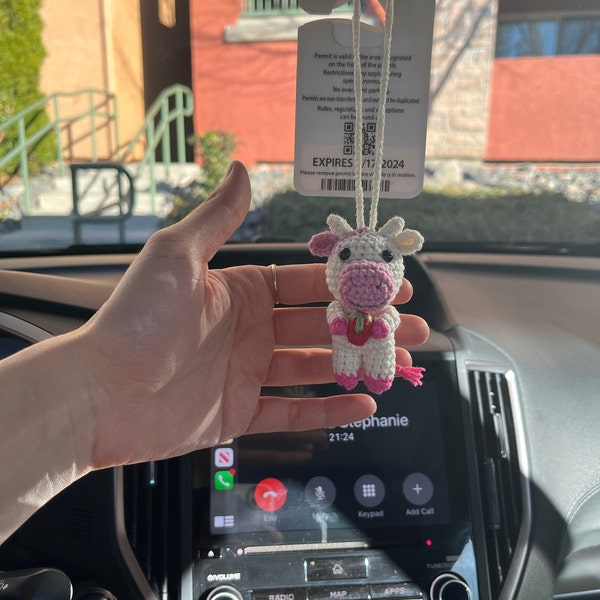 Cow Car Accessory Rearview Mirror Hanging Car Decorations, Strawberry ...