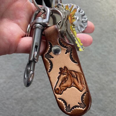 Western Cowboy Leather Key Fob / Keychain - Etsy