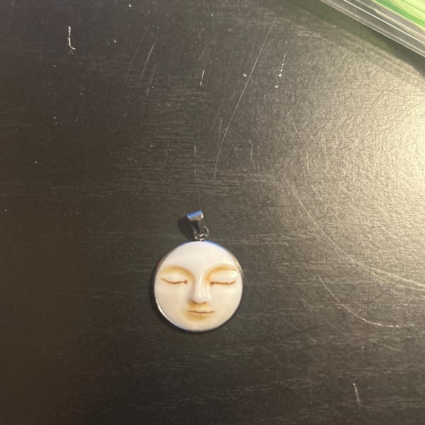 Moon With Face Necklace / Whimsigoth Jewelry / Celestial Pendant / Man ...