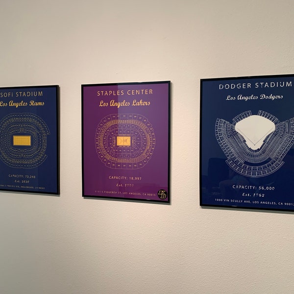 Dodgers, Lakers, Rams. Set of 3 Prints or Canvases, Dodgers Stadium ...