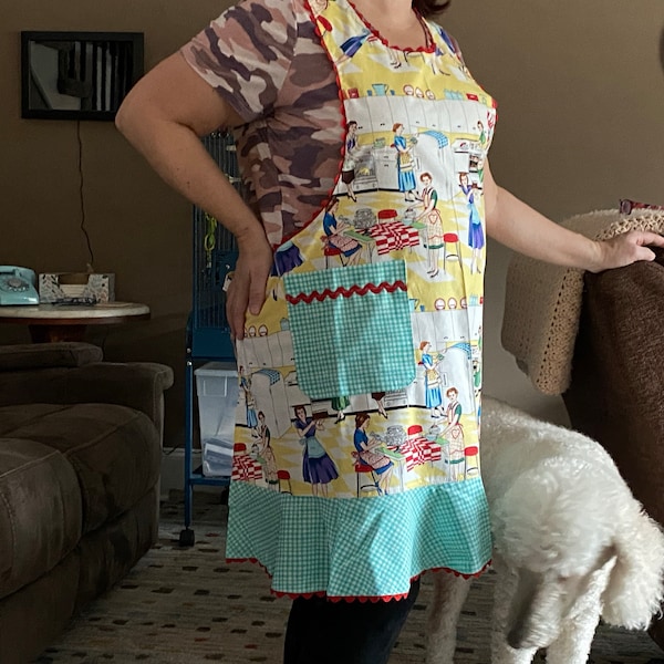 C. Women’s Lady's Apron, Retro Fifties Kitchen, Vintage Style, Full ...