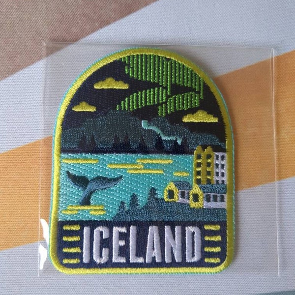 Iceland Travel Patch Embroidered Iron on Sew on Badge Souvenir Applique Motif Flag City Country ...