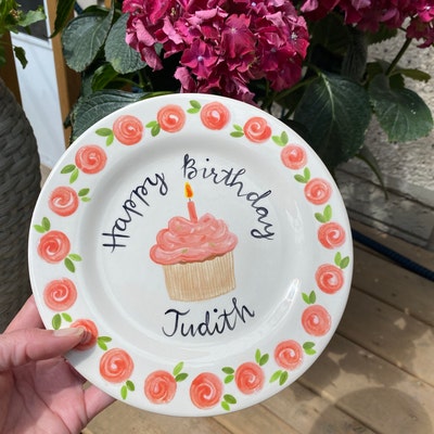 Happy Birthday Plate Personalised Plate Hand-painted Plate celebration ...