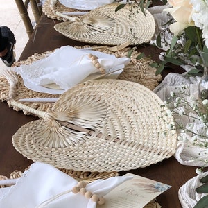 Large Raffia Fans Set of 4 large 1112 Wide Wedding Fan, Palm Leaf Fan ...