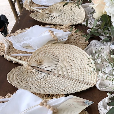 Large Raffia Fans Set of 4 large 1112 Wide Wedding Fan, Palm Leaf Fan ...
