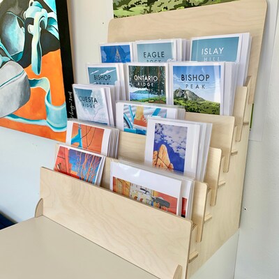 Greeting Card Rack Countertop Wooden Display Stand No Tool Assembly for ...