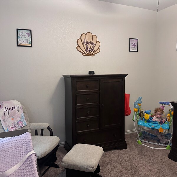 Personalized Seashell Wooden Sign, Nursery Name Sign, Baby Housewarming ...