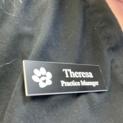 PAW PRINT Vet Tech Name Tag Veterinarian RVT Name Badge Veterinary ...