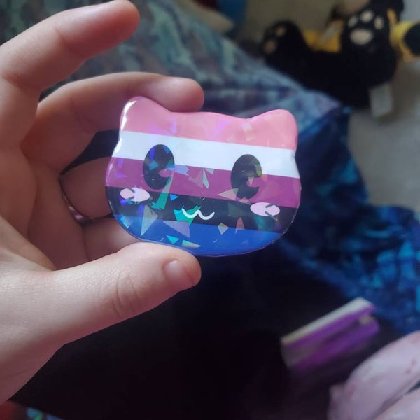 Genderfluid Pride Cat Button Kitty Gender Fluid Flag Pinback Badge | 2 ...