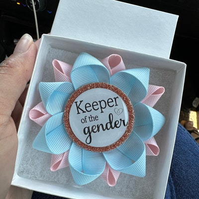 Gender Keeper Pin, Keeper of the Gender Pin, Pink and Blue Gender ...