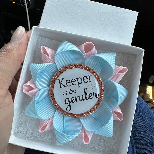 Gender Keeper Pin, Keeper of the Gender Pin, Pink and Blue Gender ...
