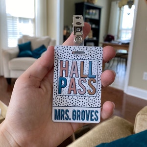 Boho Vibes Theme Classroom Hall Passes for Teachers, Personalized, Set ...