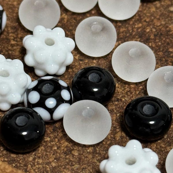 White and Blue Bumpy Handmade Lampwork Glass Focal Beads - Etsy