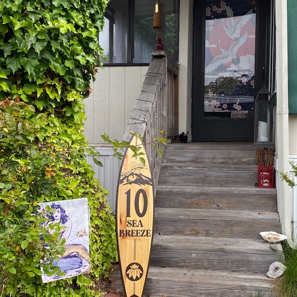 Surfboard Address Sign: Coastal Beach House Number Plaque - Etsy