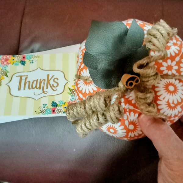 Orange Fabric Pumpkin Floral Stuffed Fall Home Decor Thanksgiving ...